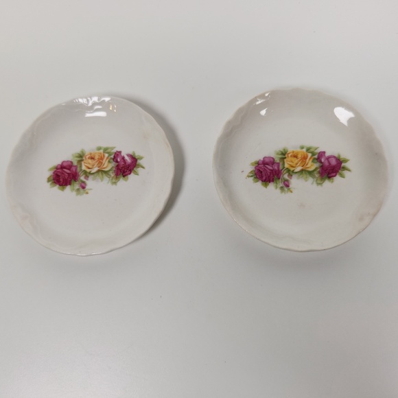 Vintage | Dining | Vintage White Butter Pats W Pink Yellow Roses Crazed ...